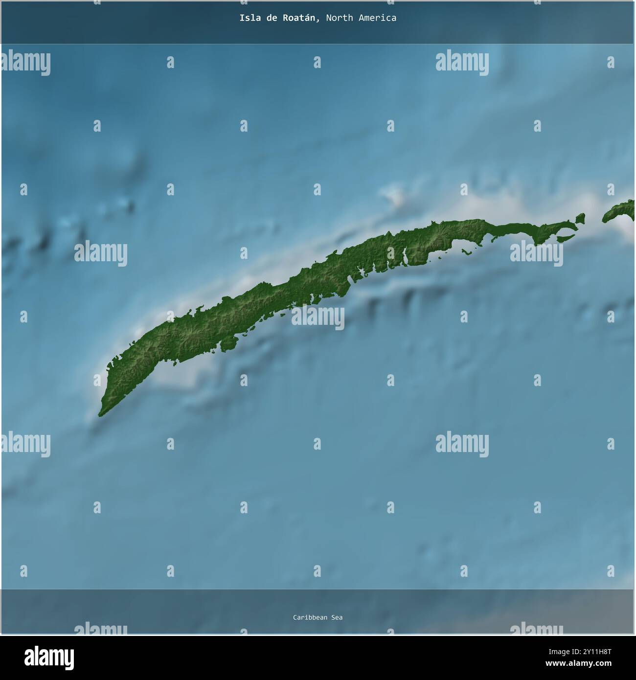 Isla de Roatan in the Caribbean Sea, belonging to Honduras, cropped to ...