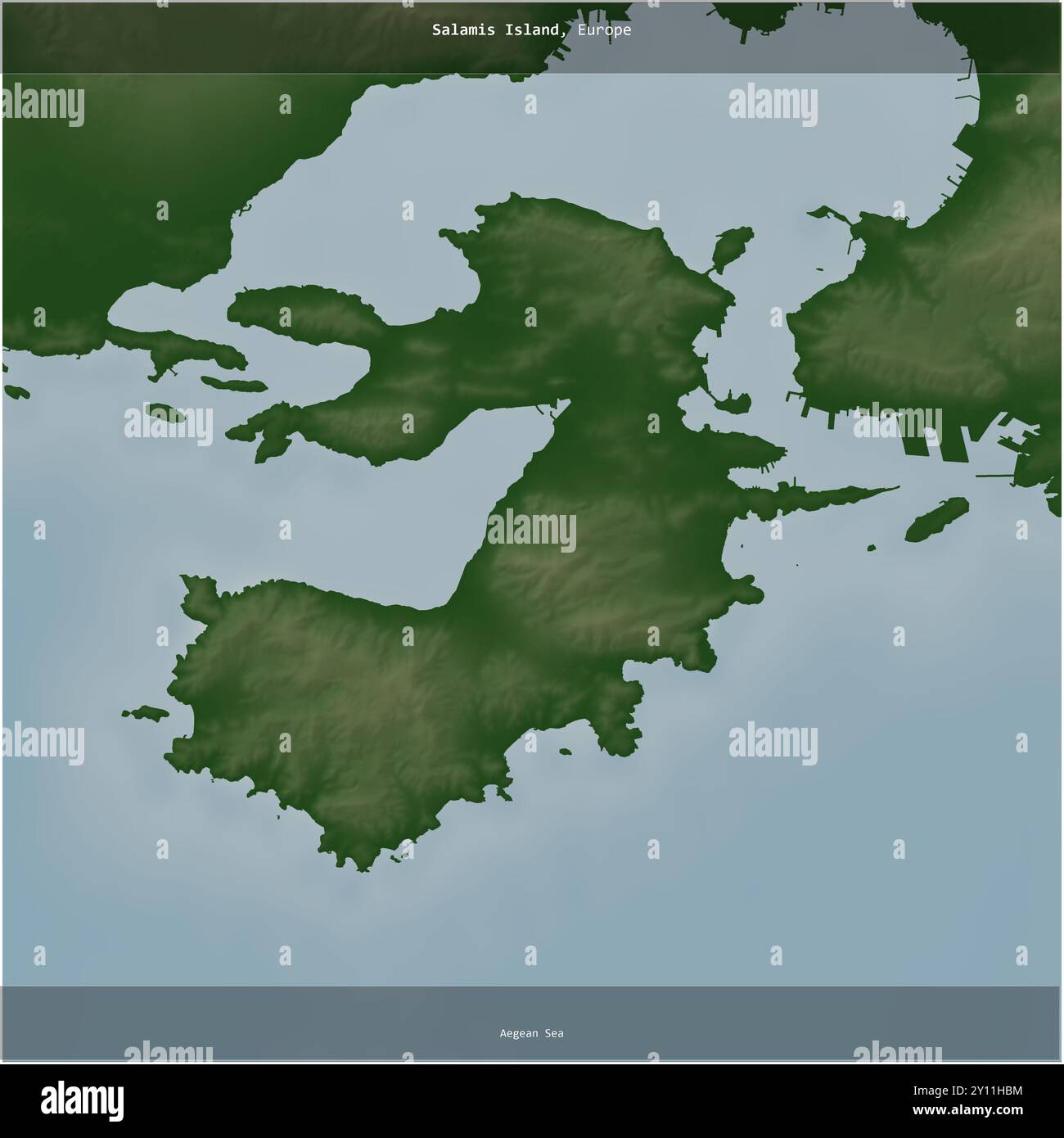 Salamis Island in the Aegean Sea, belonging to Greece, cropped to ...