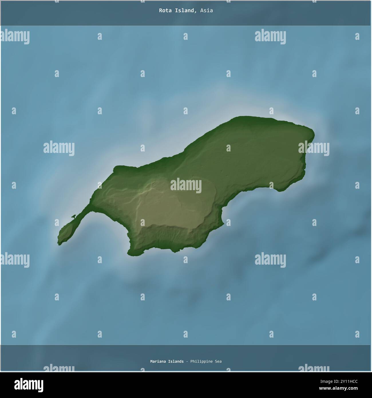 Rota Island in the Philippine Sea, belonging to United States, cropped ...