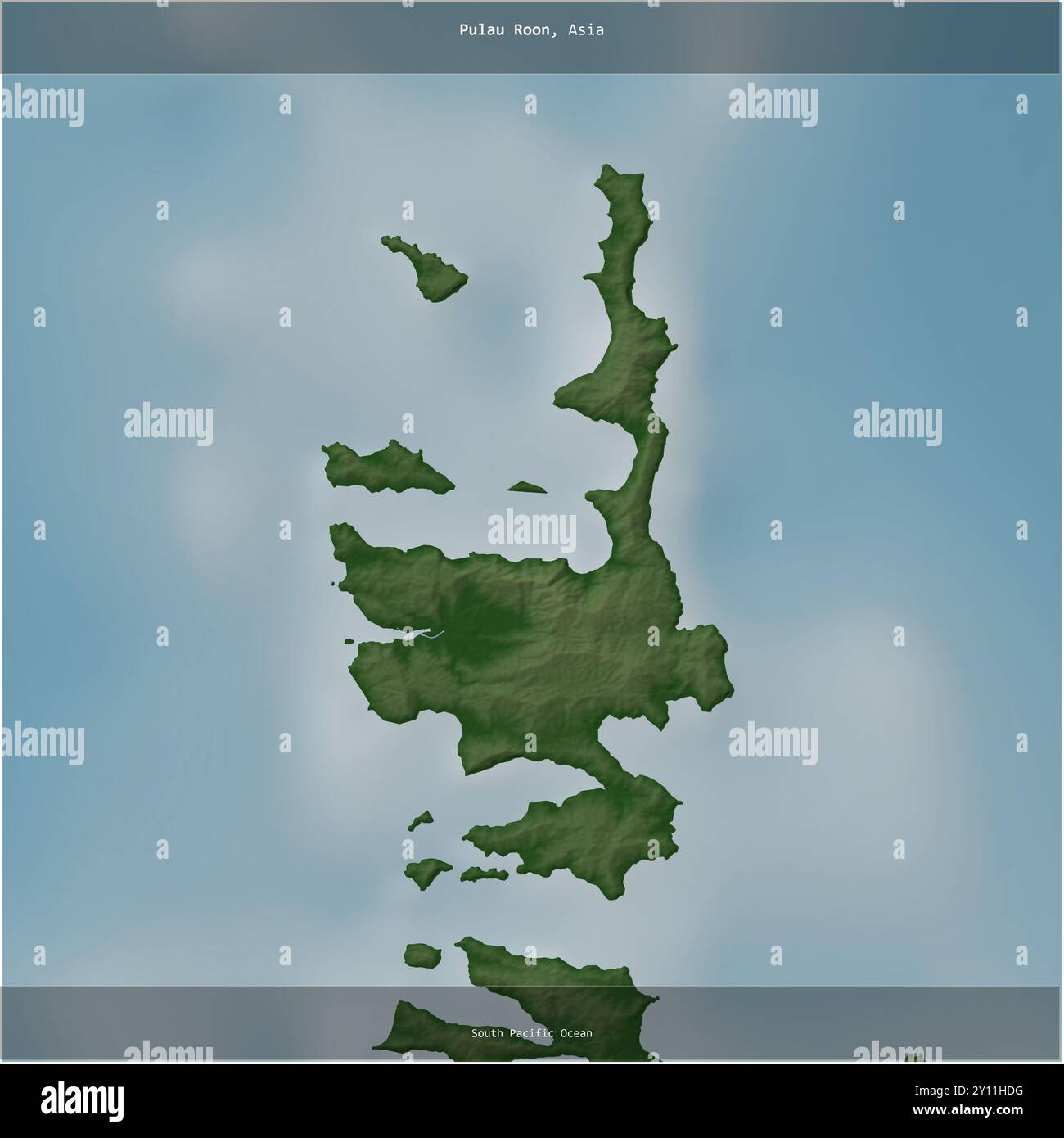 Pulau Roon in the South Pacific Ocean, belonging to Indonesia, cropped ...