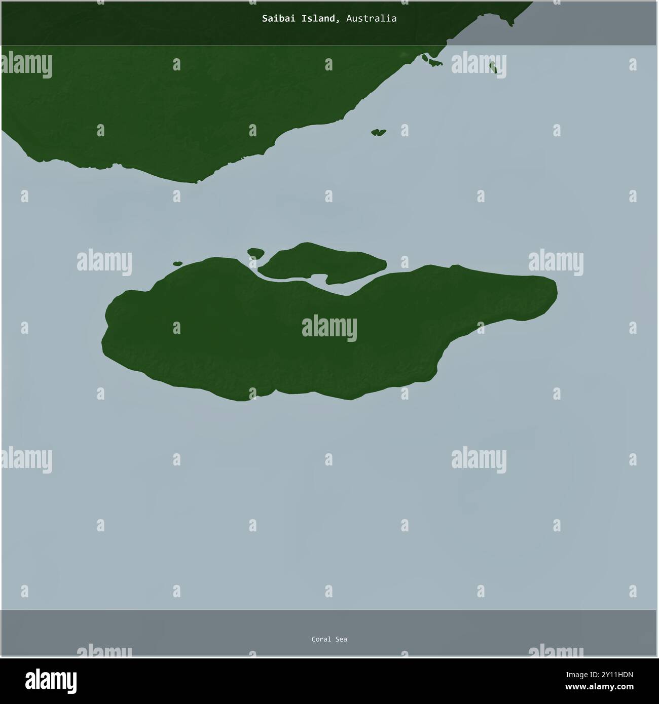 Saibai Island in the Coral Sea, belonging to Australia, cropped to ...