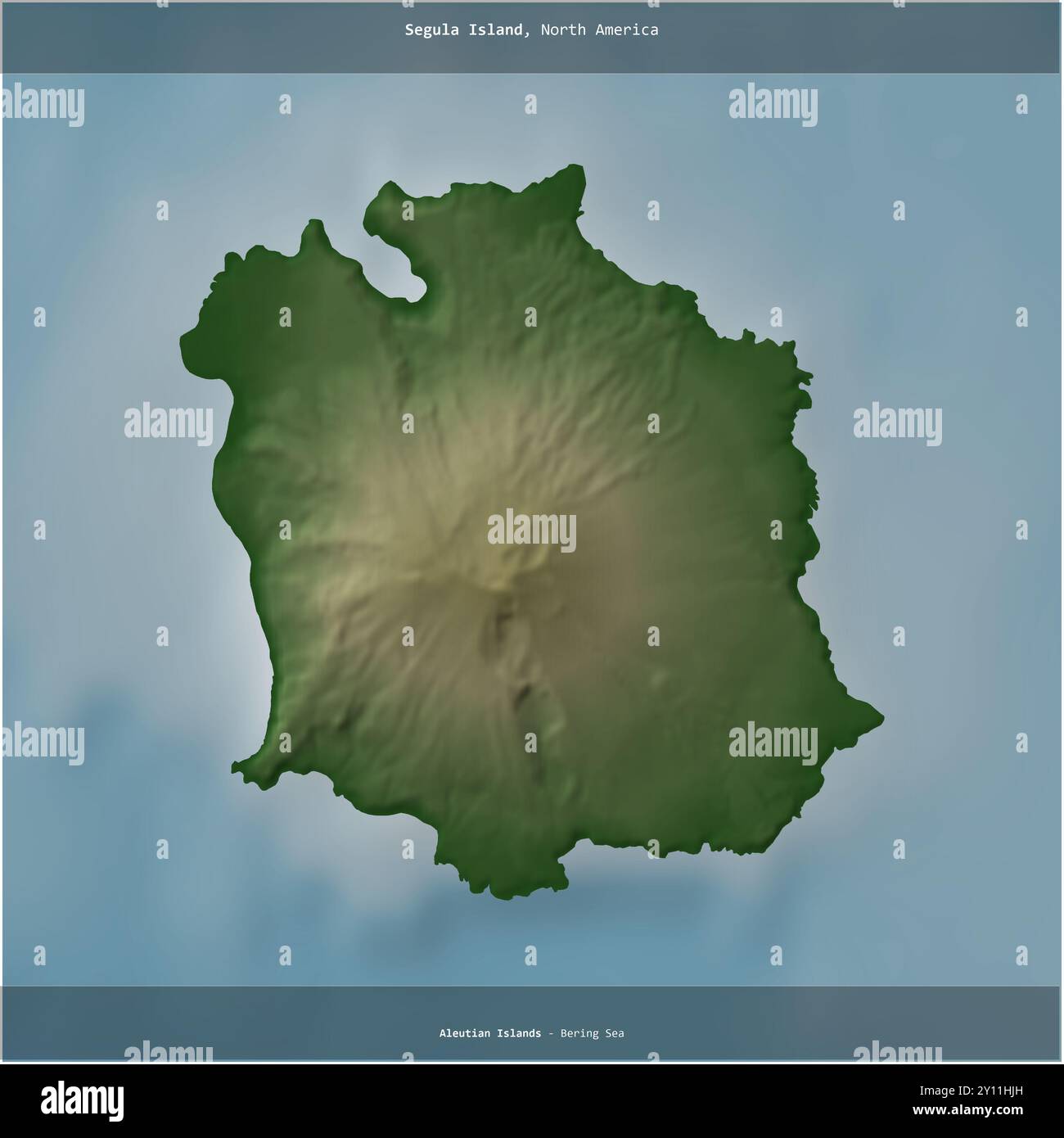 Segula Island in the Bering Sea, belonging to United States, cropped to ...