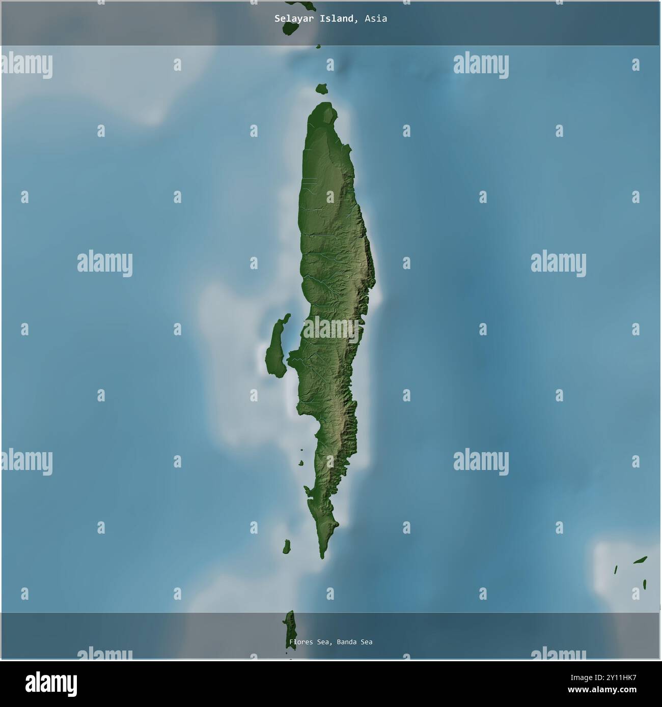 Selayar Island in the Banda Sea, belonging to Indonesia, cropped to ...