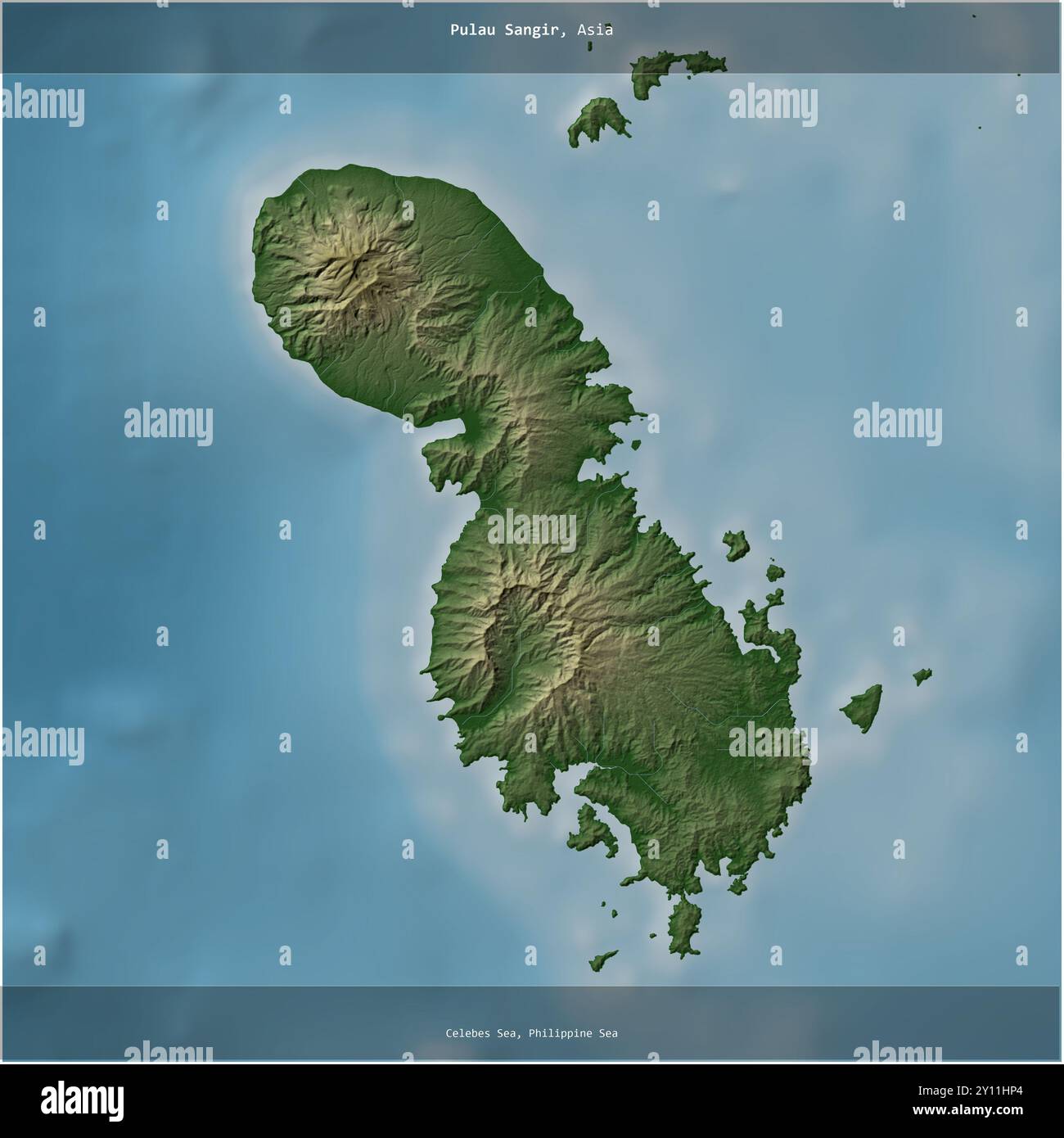 Pulau Sangir in the Celebes Sea, belonging to Indonesia, cropped to ...