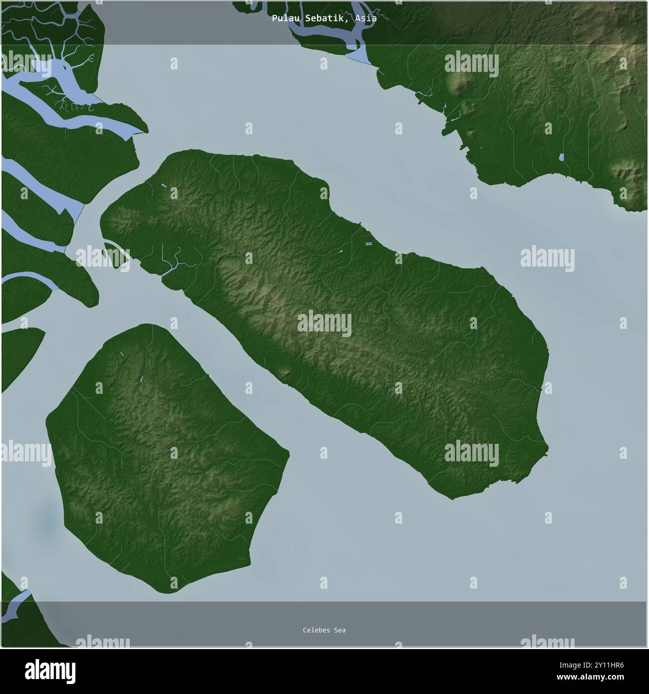 Pulau Sebatik in the Celebes Sea, shared between: Malaysia, Indonesia ...