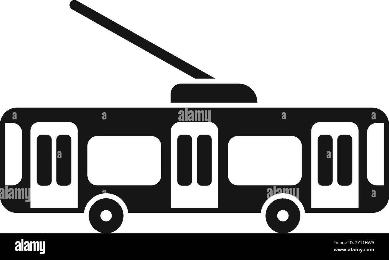 This minimalist black and white icon represents a trolleybus, an ...