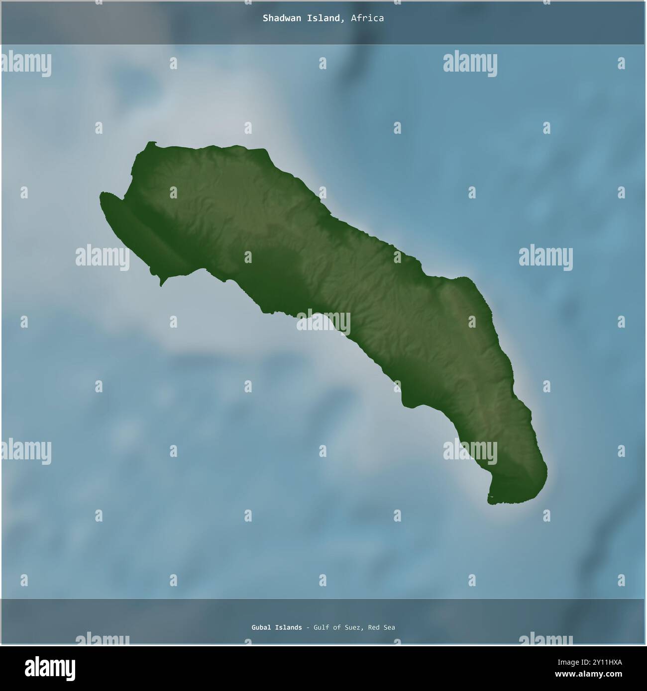 Shadwan Island in the Red Sea, belonging to Egypt, cropped to square on ...