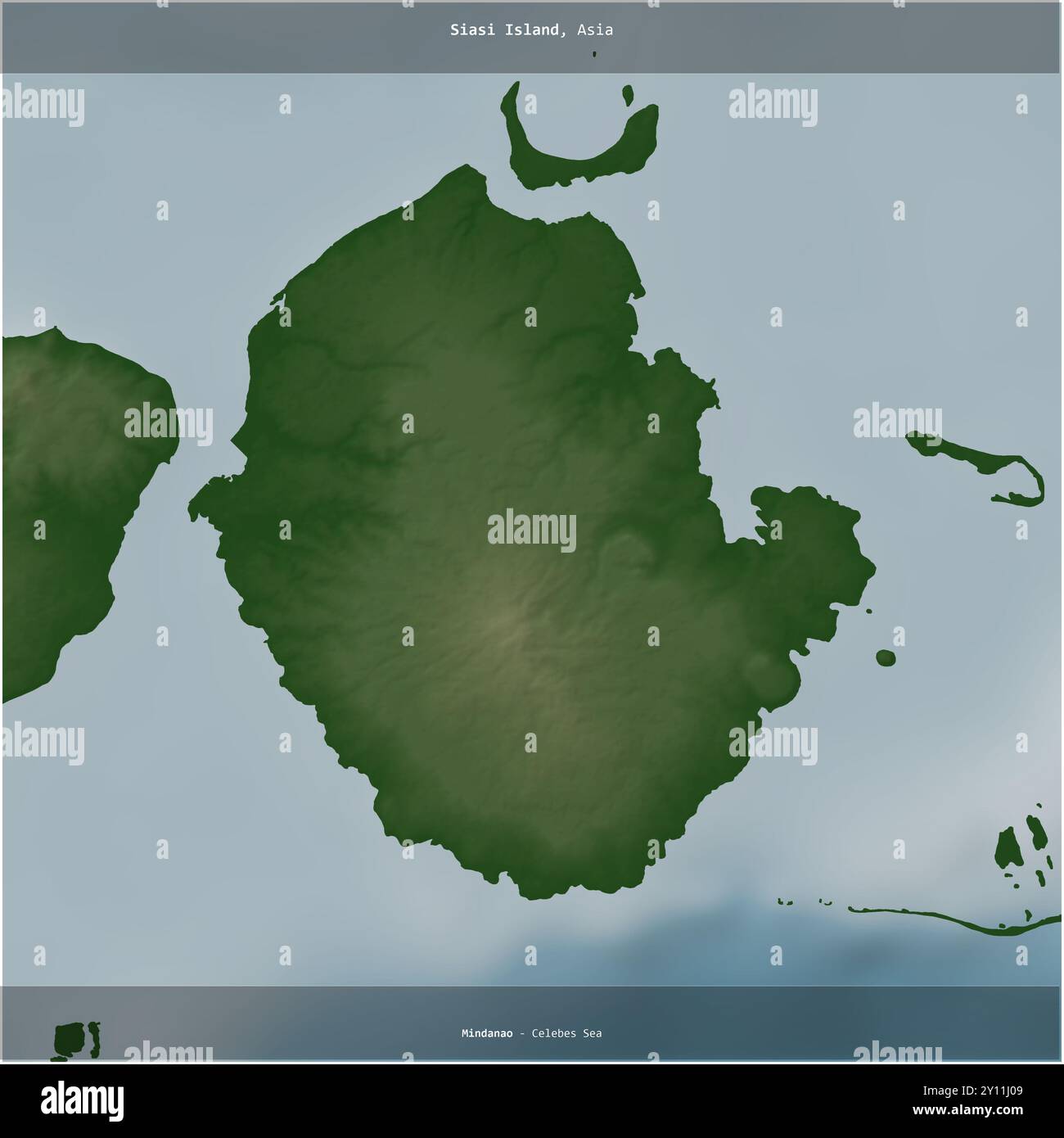 Siasi Island in the Celebes Sea, belonging to Philippines, cropped to ...