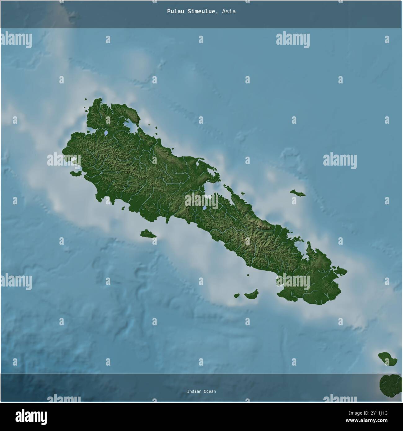 Pulau Simeulue in the Indian Ocean, belonging to Indonesia, cropped to ...