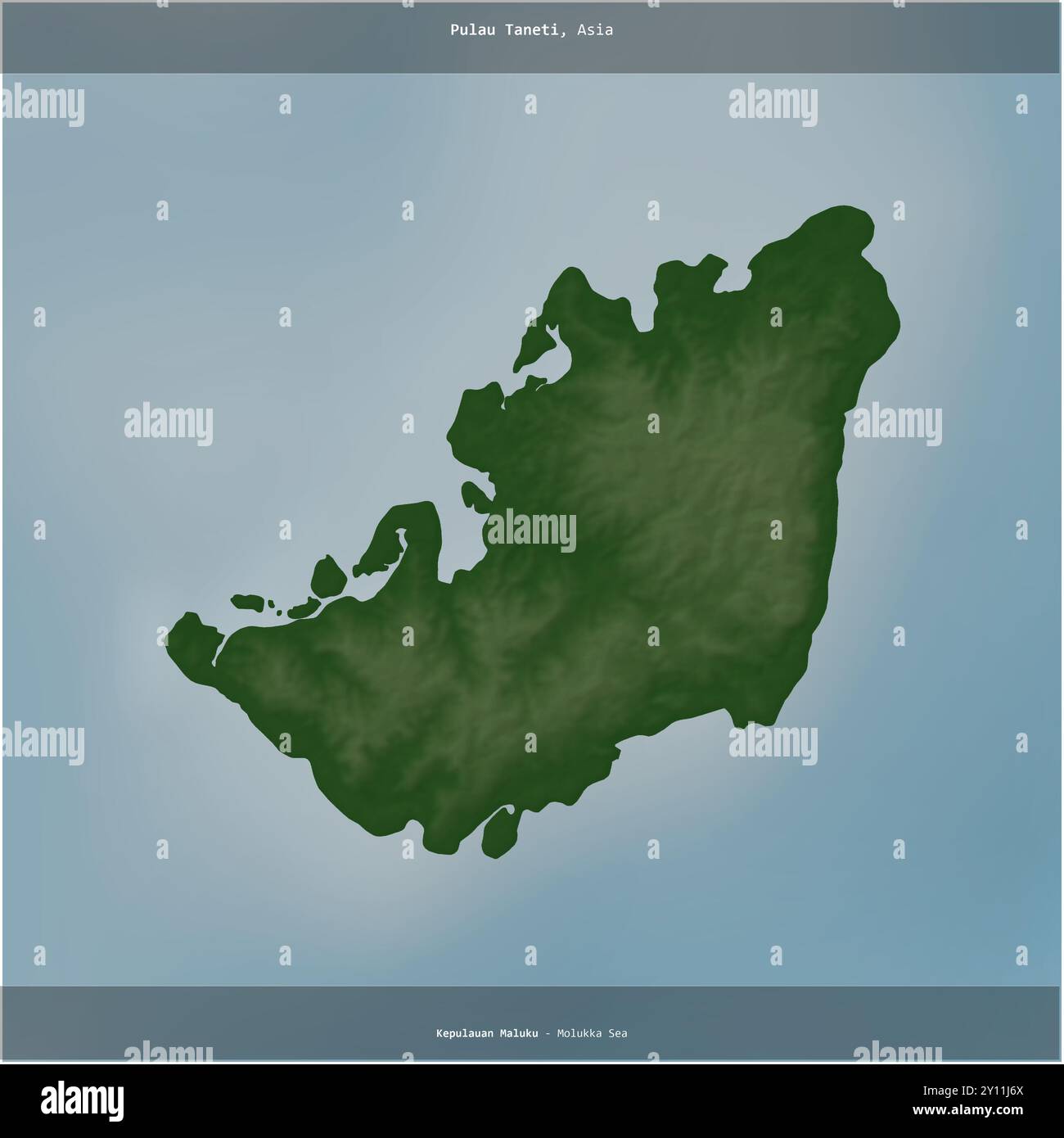 Pulau Taneti in the Molukka Sea, belonging to Indonesia, cropped to ...