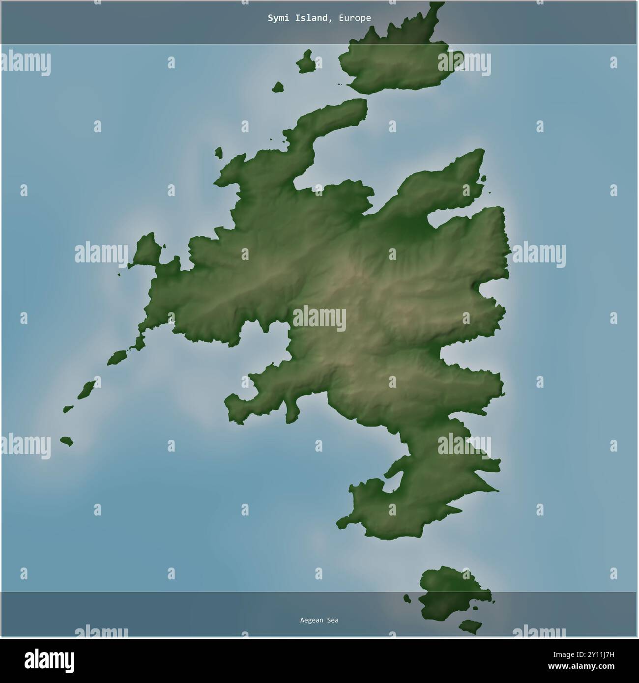 Symi Island in the Aegean Sea, belonging to Greece, cropped to square ...