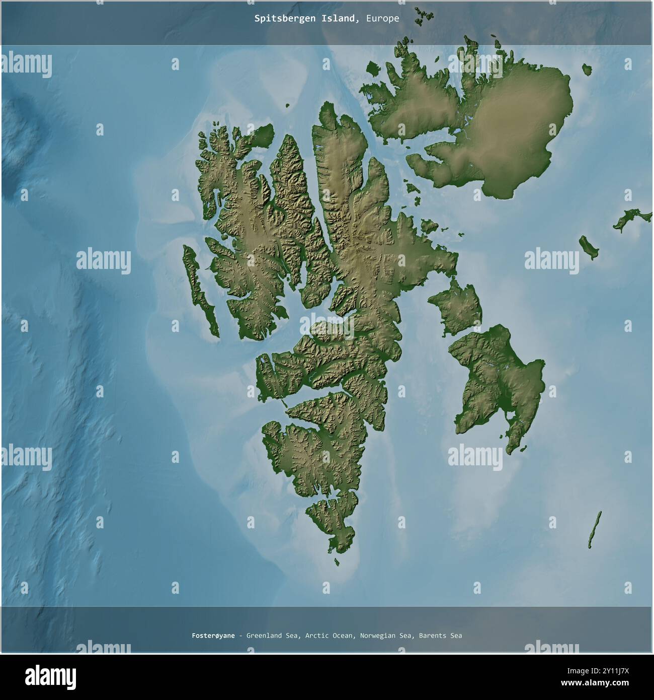 Spitsbergen Island in the Barents Sea, belonging to Norway, cropped to ...