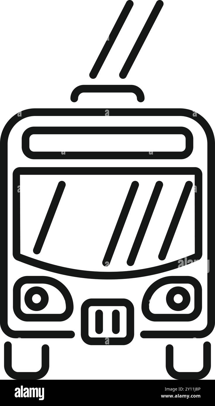 Simple line drawing of a trolleybus driving in the city, public transport icon Stock Vector ...