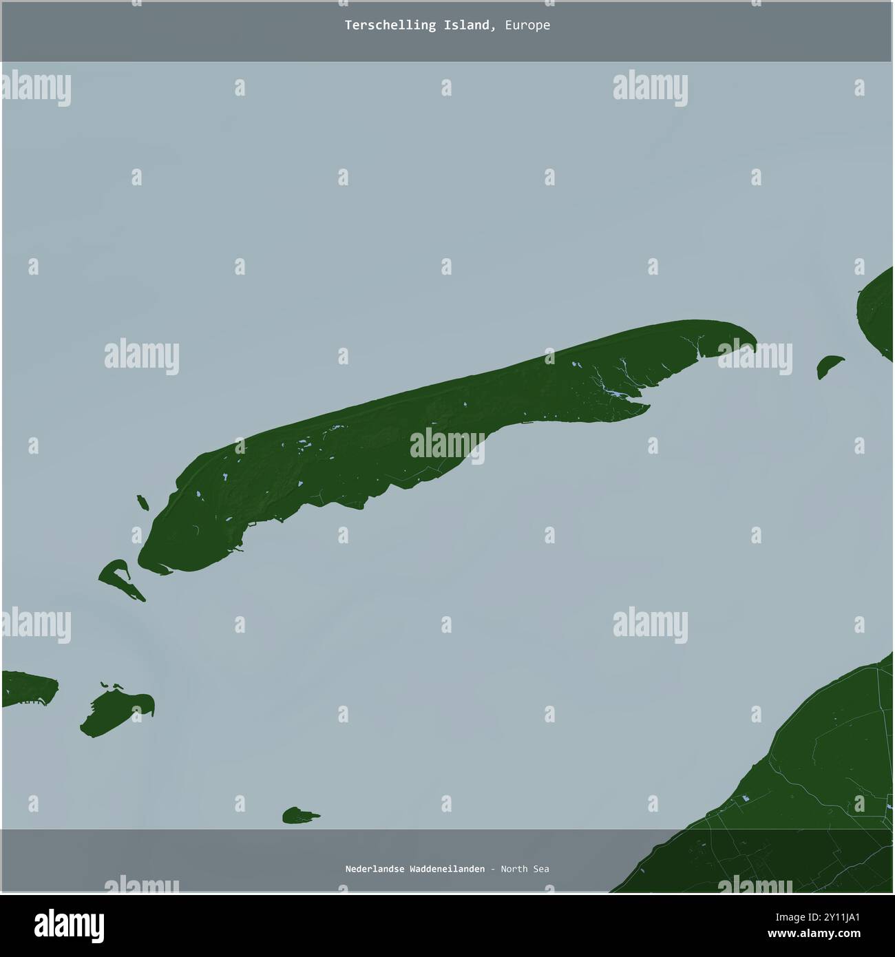 Terschelling Island in the North Sea, belonging to Netherlands, cropped ...