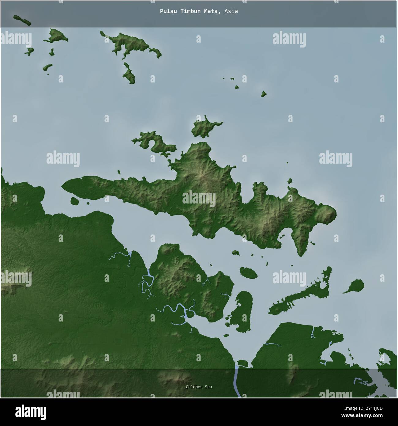 Pulau Timbun Mata in the Celebes Sea, belonging to Malaysia, cropped to ...