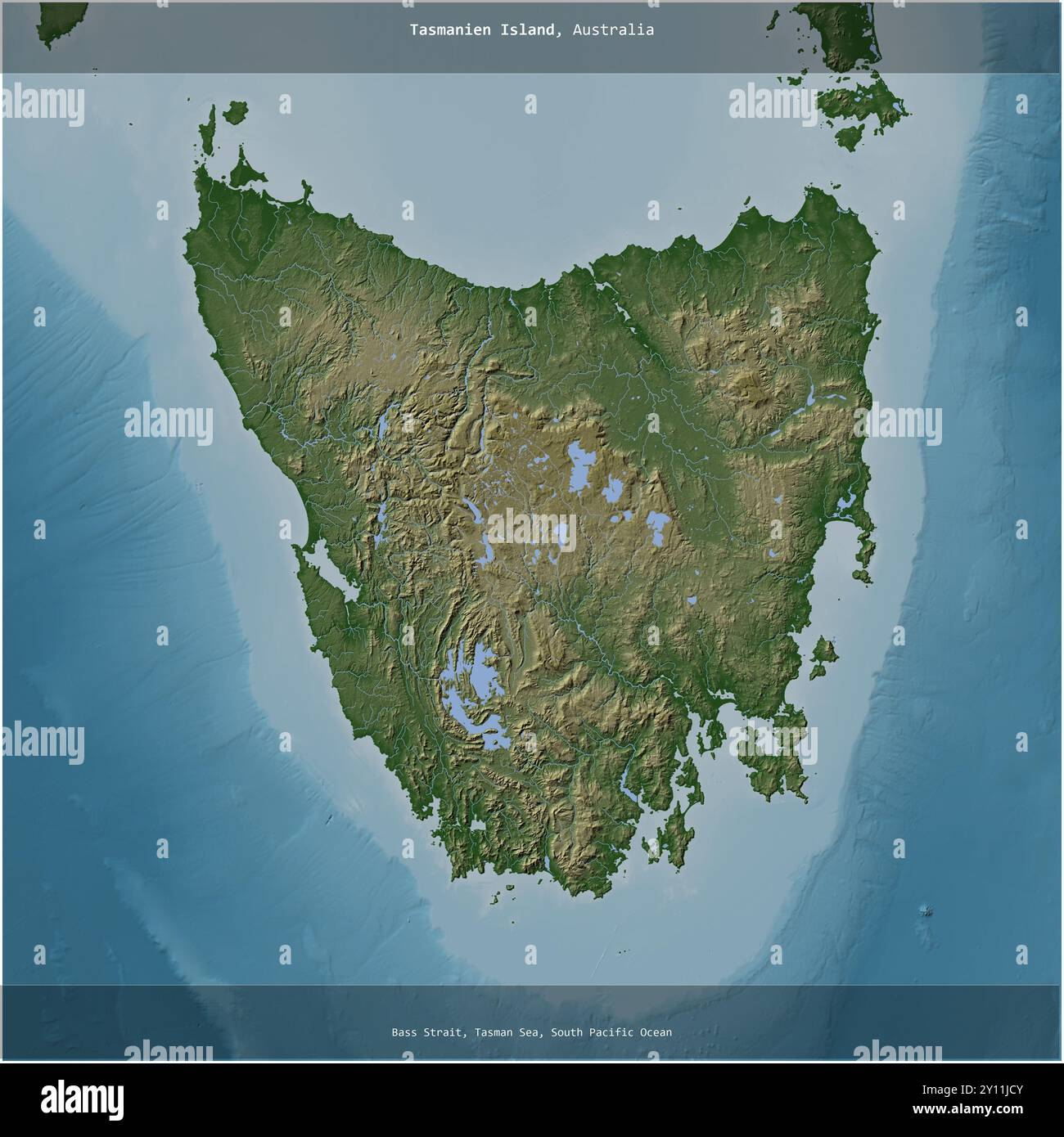 Tasmanien Island in the Tasman Sea, belonging to Australia, cropped to ...