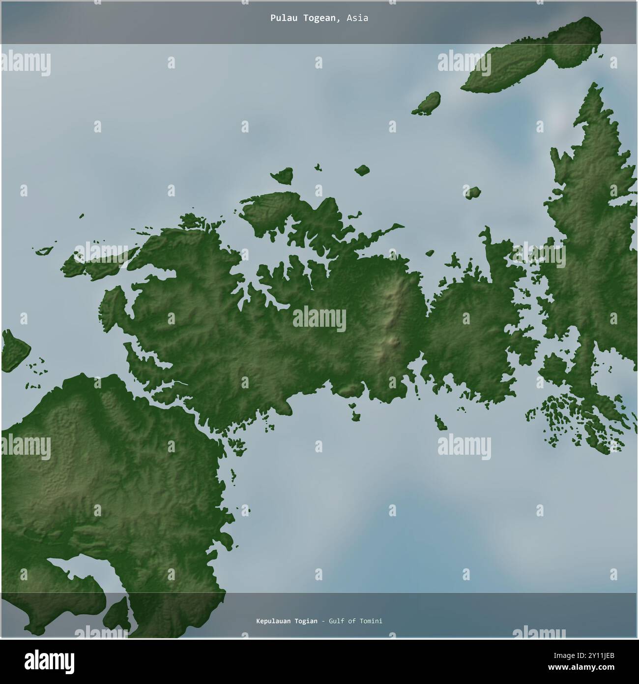 Pulau Togean in the Gulf of Tomini, belonging to Indonesia, cropped to ...
