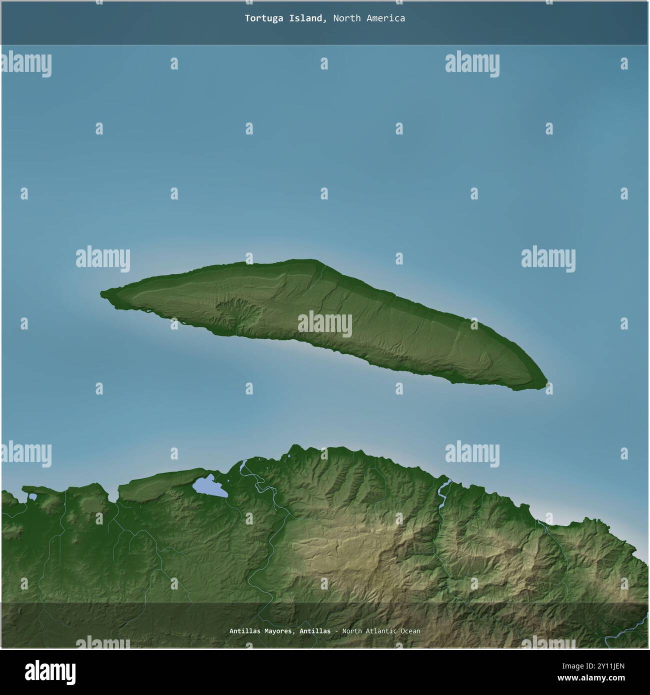 Tortuga Island in the North Atlantic Ocean, belonging to Haiti, cropped ...