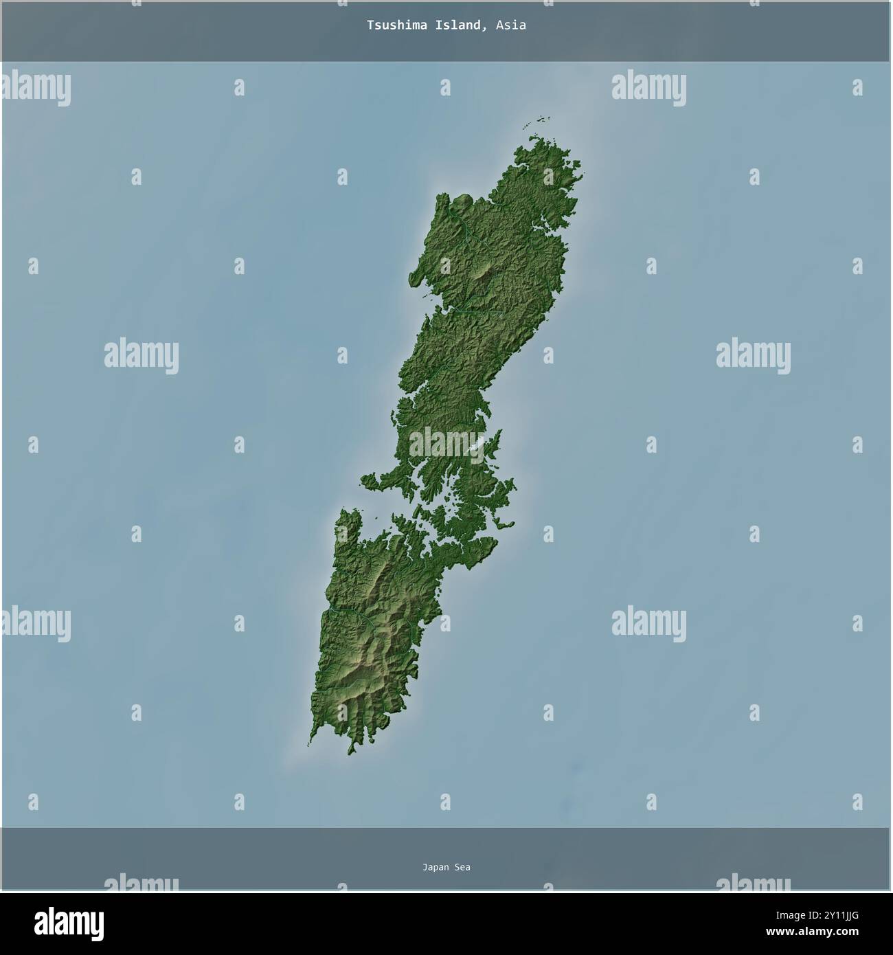 Tsushima Island in the Japan Sea, belonging to Japan, cropped to square ...