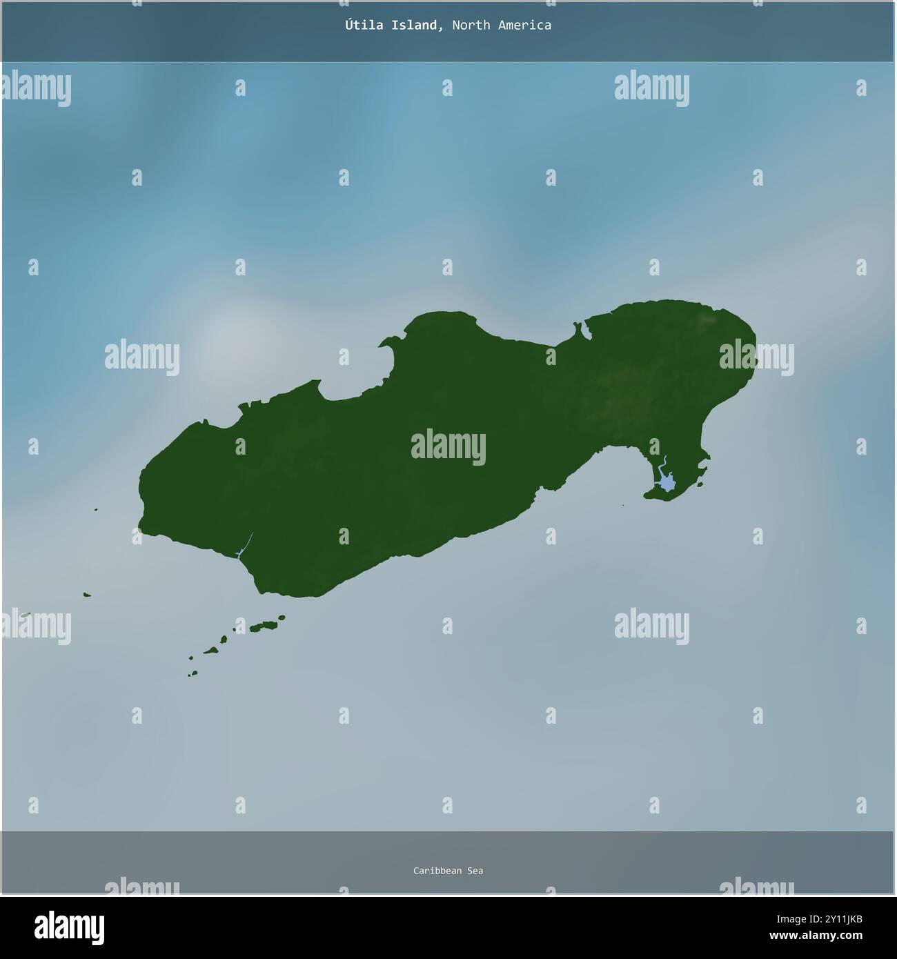 Utila Island in the Caribbean Sea, belonging to Honduras, cropped to ...