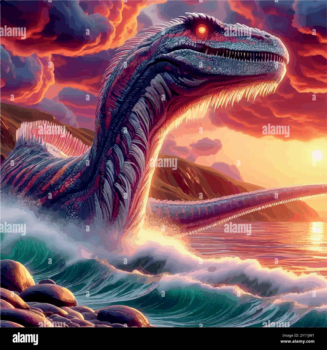 Mosasaurus The Giant Marine Reptile Of The Ancient Oceans Stock Vector Image And Art Alamy