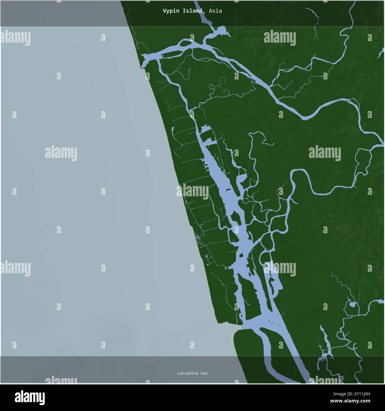 Vypin Island in the Laccadive Sea, belonging to India, cropped to ...