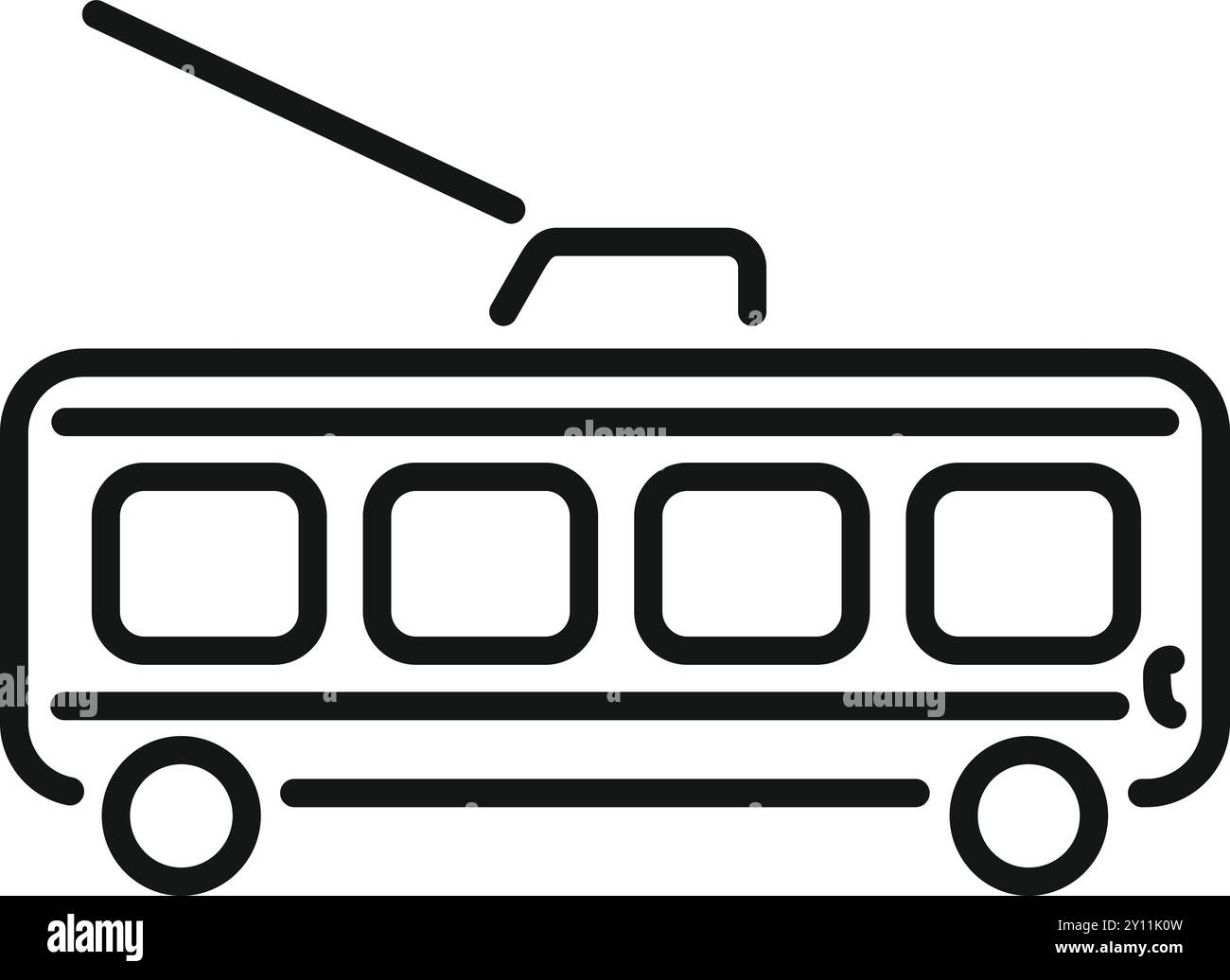 Trolleybus public transportation side view line icon Stock Vector Image ...