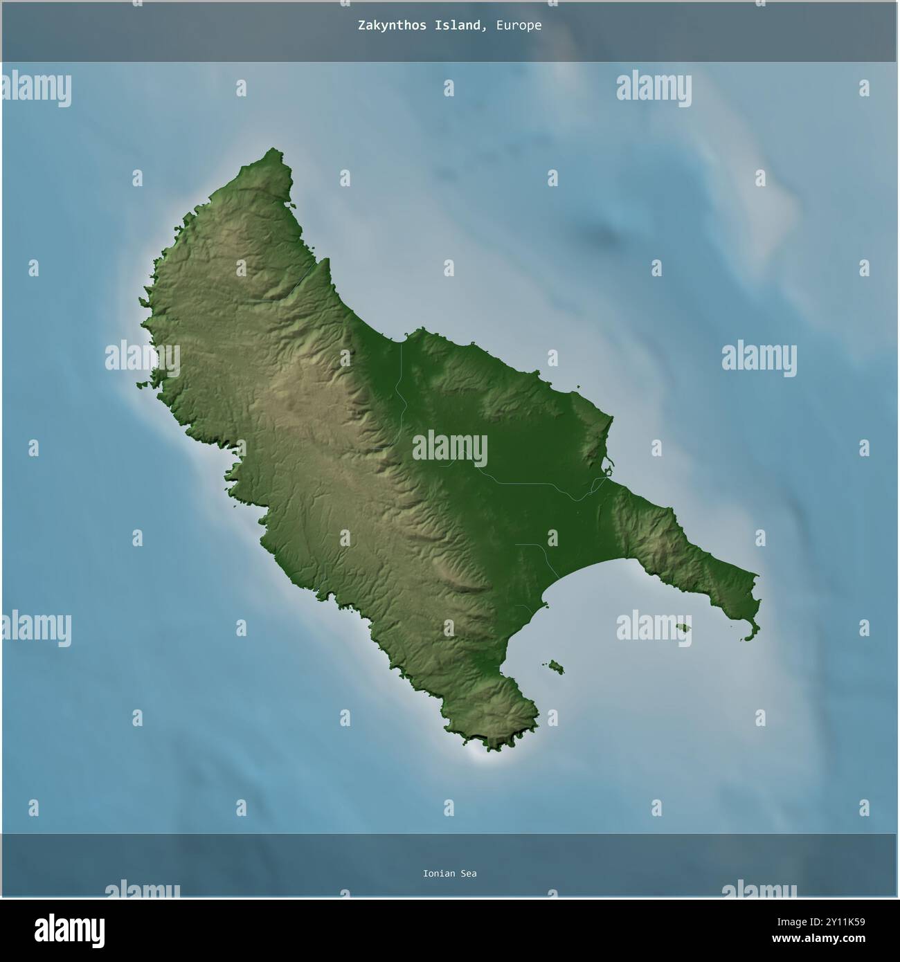 Zakynthos Island in the Ionian Sea, belonging to Greece, cropped to ...