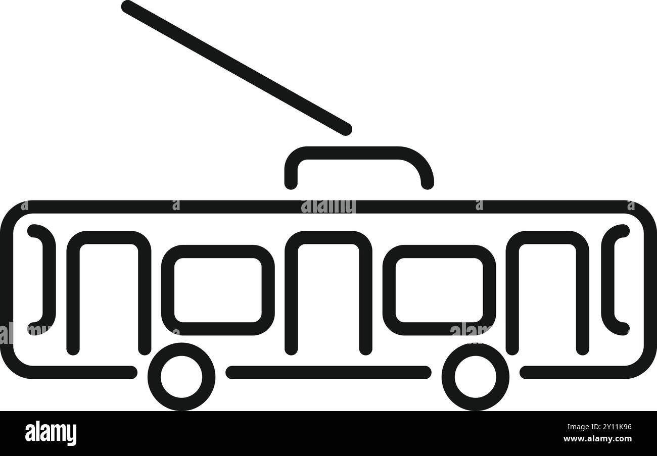 This minimalist line art icon represents a trolleybus, perfect for ...