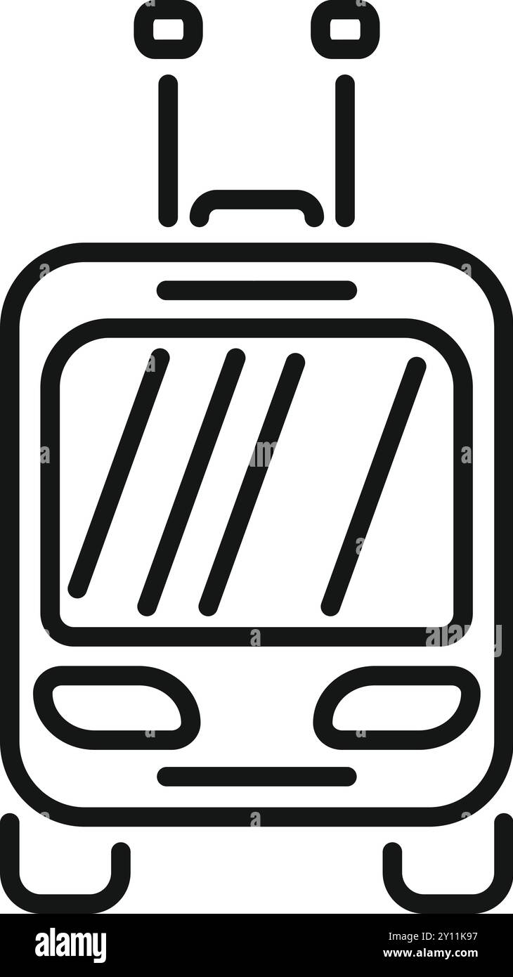 Simple and modern line icon of a tram front view, perfect for ...