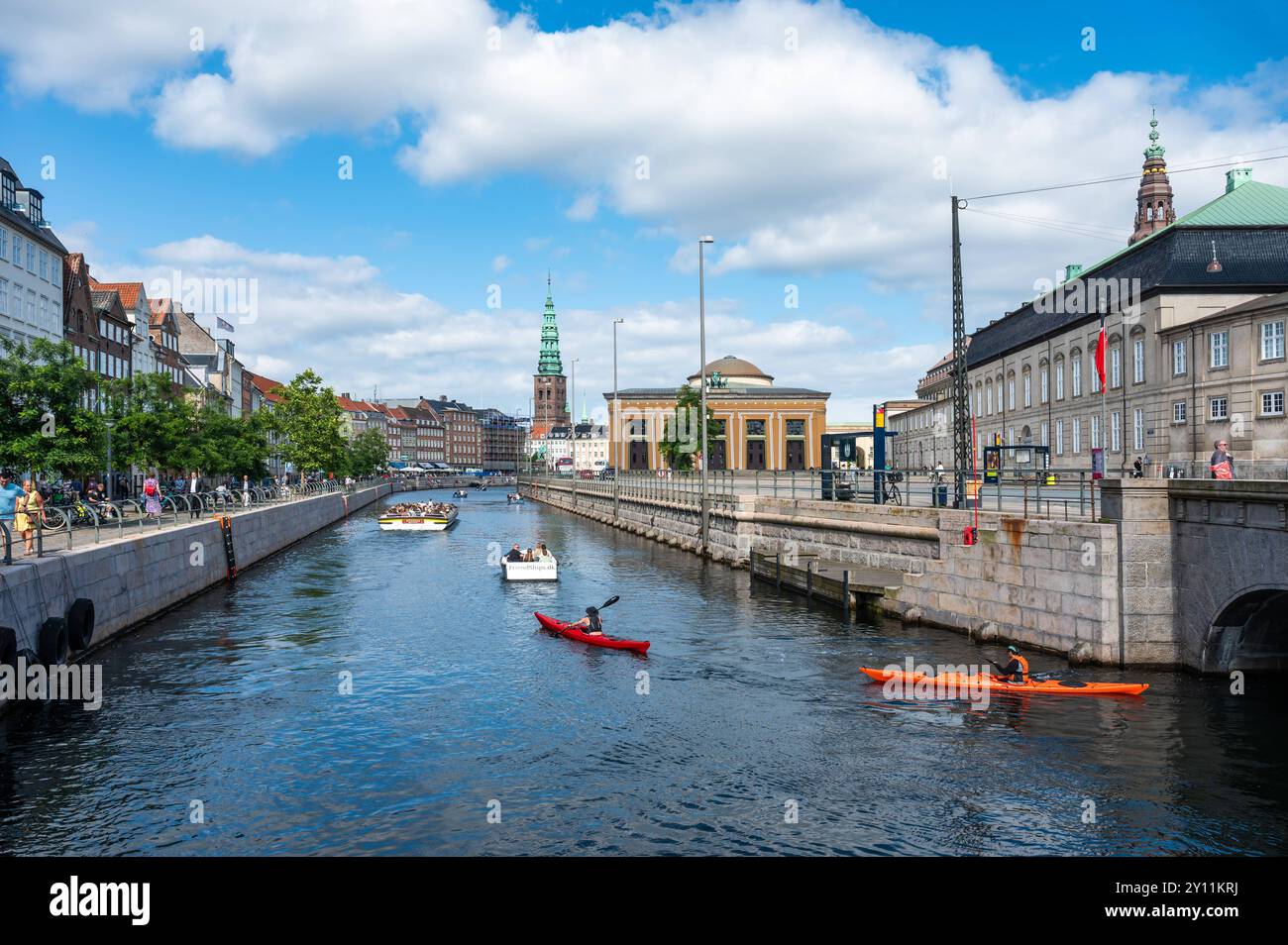 Copenhagen, Denmark, July 24, 2024 - View over the canal and historical ...