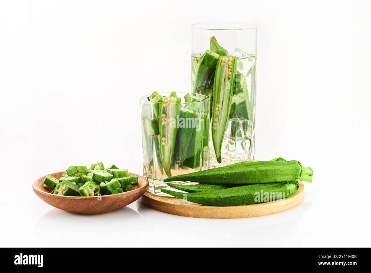 Fresh Okra water on white background Stock Photo - Alamy