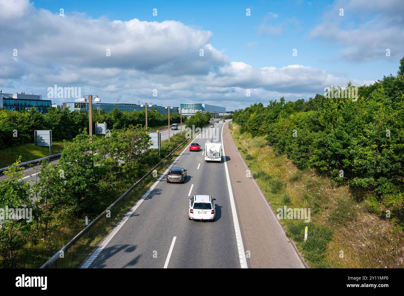 Copenhagen, Denmark, July 24, 2024 - The E20 highway in the Kastrup ...