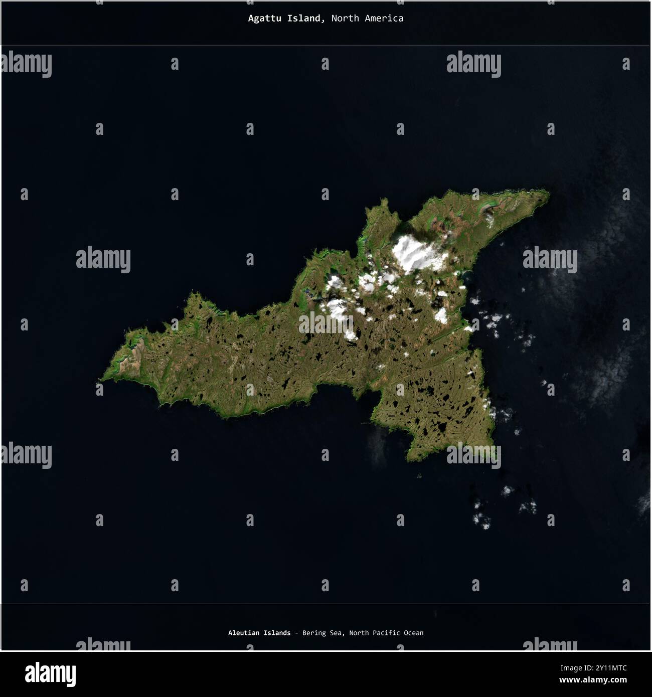 Agattu Island in the Bering Sea, belonging to United States, cropped to ...