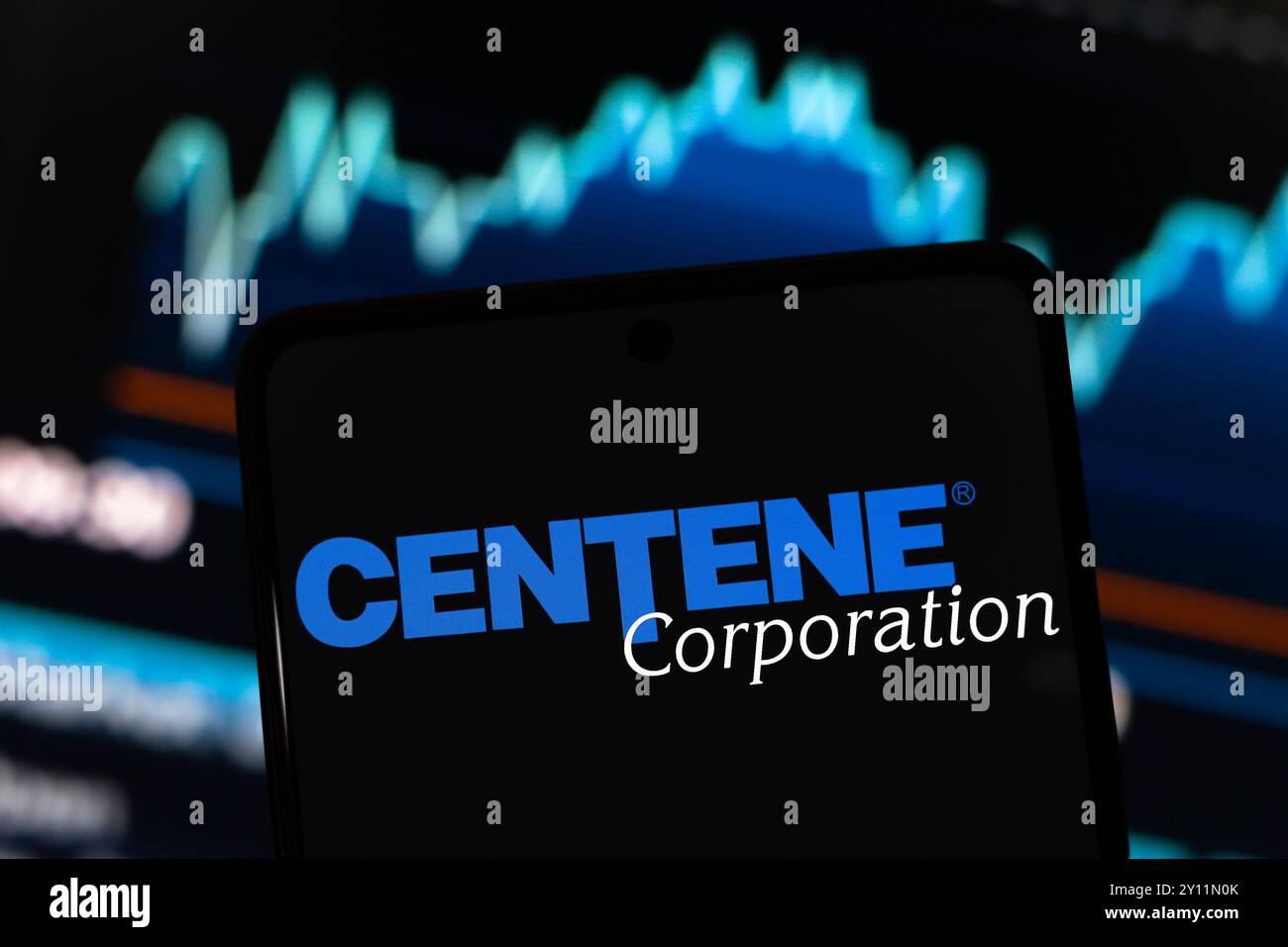 In this photo illustration, the Centene Corporation logo is displayed ...