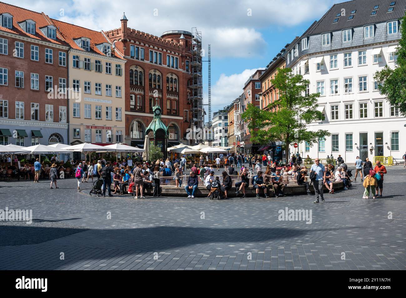 Copenhagen, Denmark, July 24, 2024 - Crowd of people at the Kultorvet ...