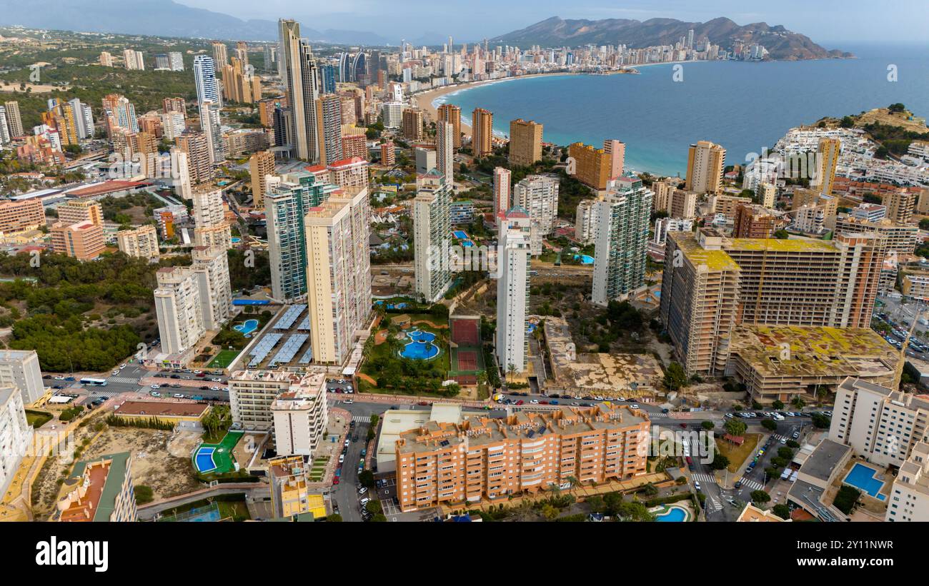 Aerial view of La Cala de Finestrat near Benidorm, Spain, looking ...