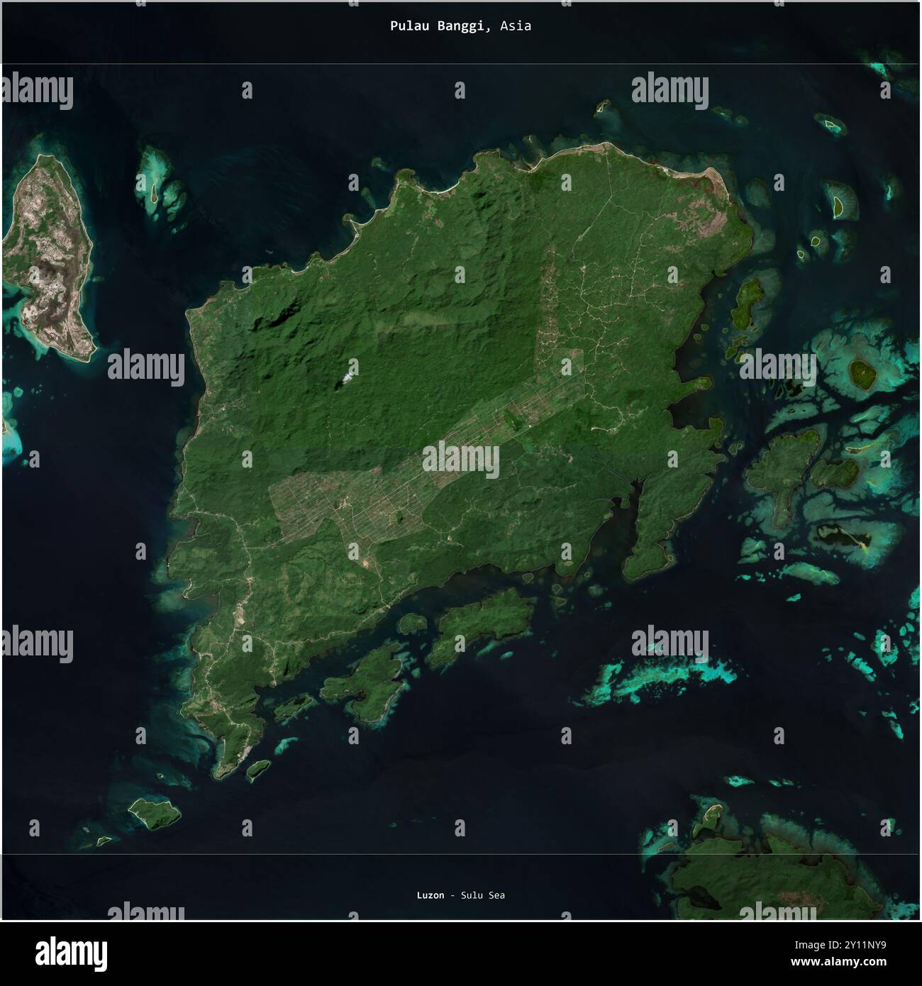 Pulau Banggi in the Sulu Sea, belonging to Malaysia, cropped to square ...
