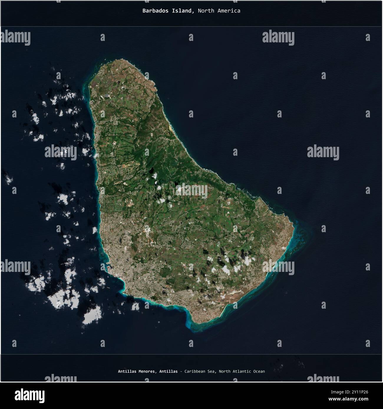 Barbados Island in the Caribbean Sea, belonging to Barbados, cropped to ...