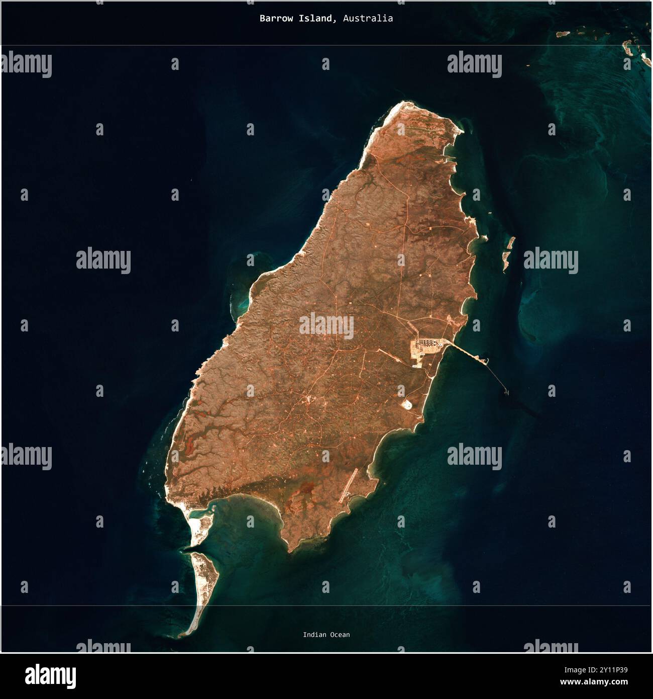 Barrow Island in the Indian Ocean, belonging to Australia, cropped to ...