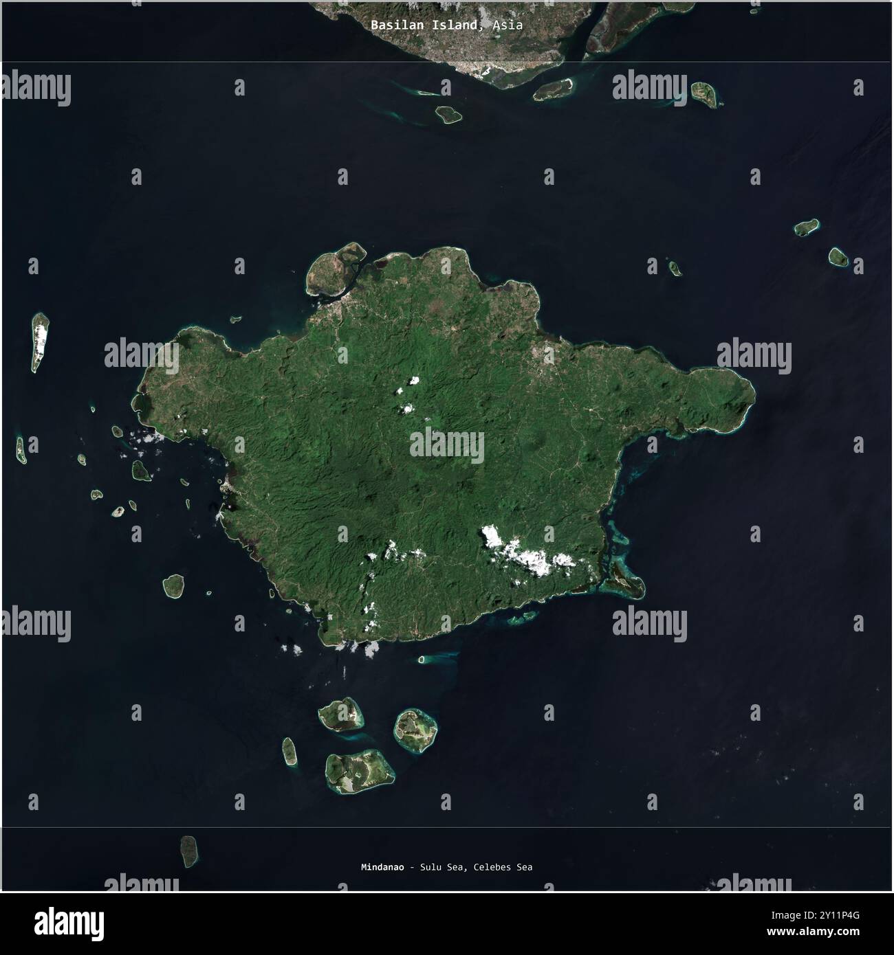 Basilan Island in the Sulu Sea, belonging to Philippines, cropped to ...