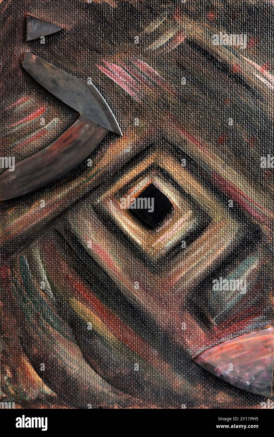 Geometric composition with shards of vinyl record #1. Series "Shards ...