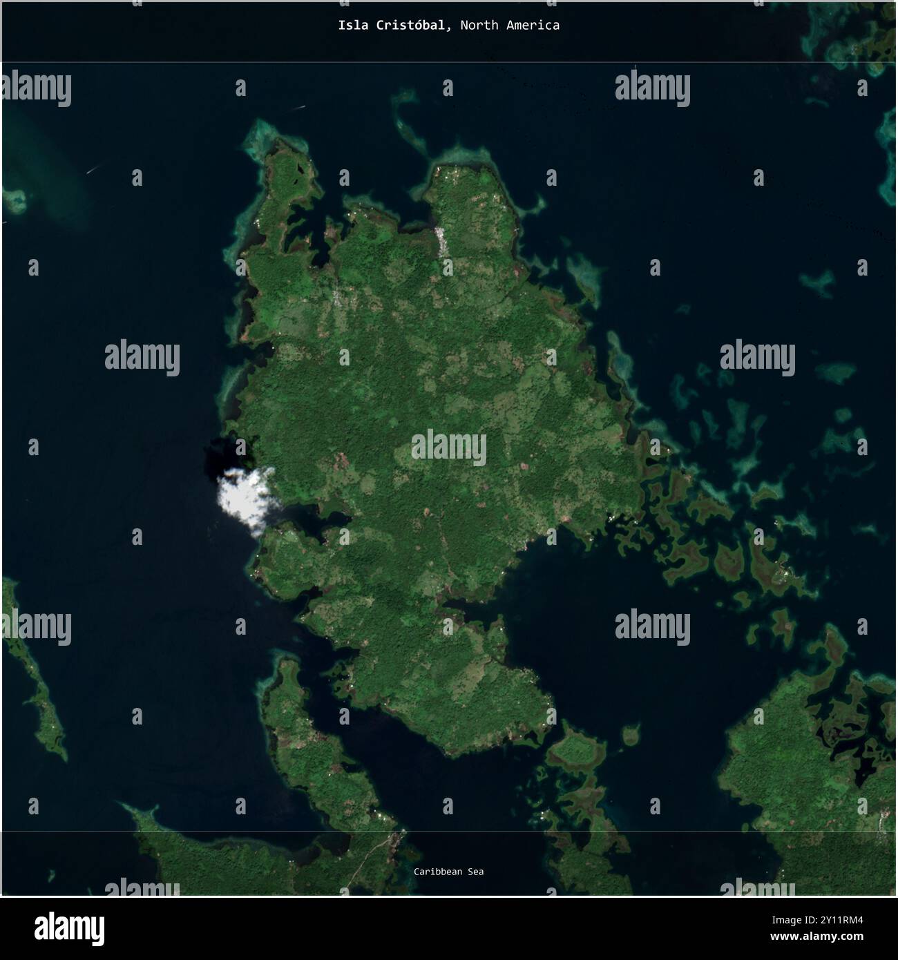 Isla Cristobal in the Caribbean Sea, belonging to Panama, cropped to ...