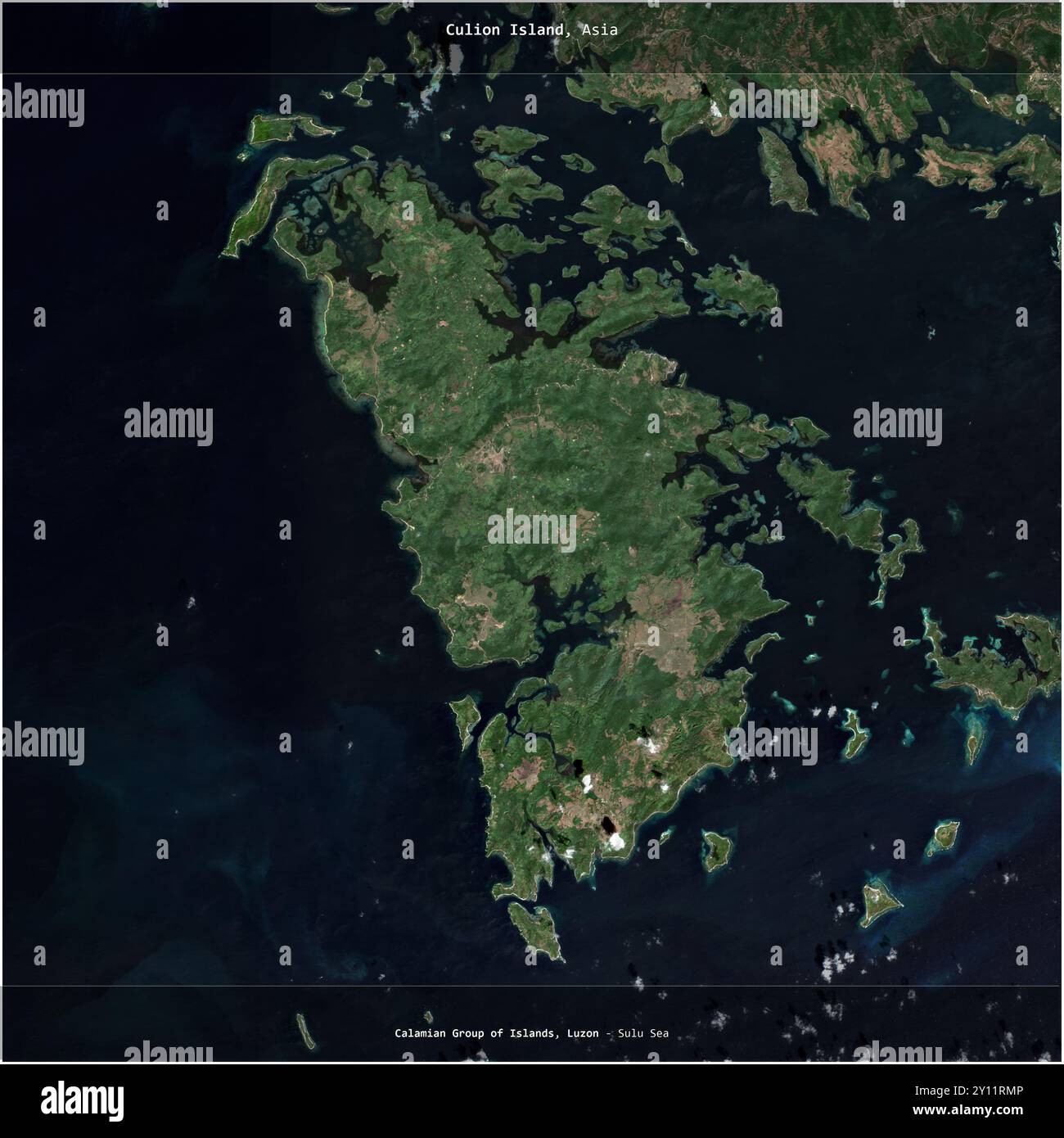 Culion Island in the Sulu Sea, belonging to Philippines, cropped to ...