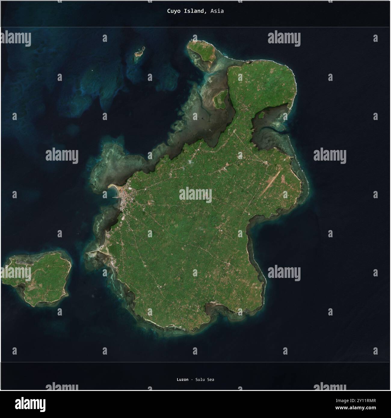 Cuyo Island in the Sulu Sea, belonging to Philippines, cropped to ...