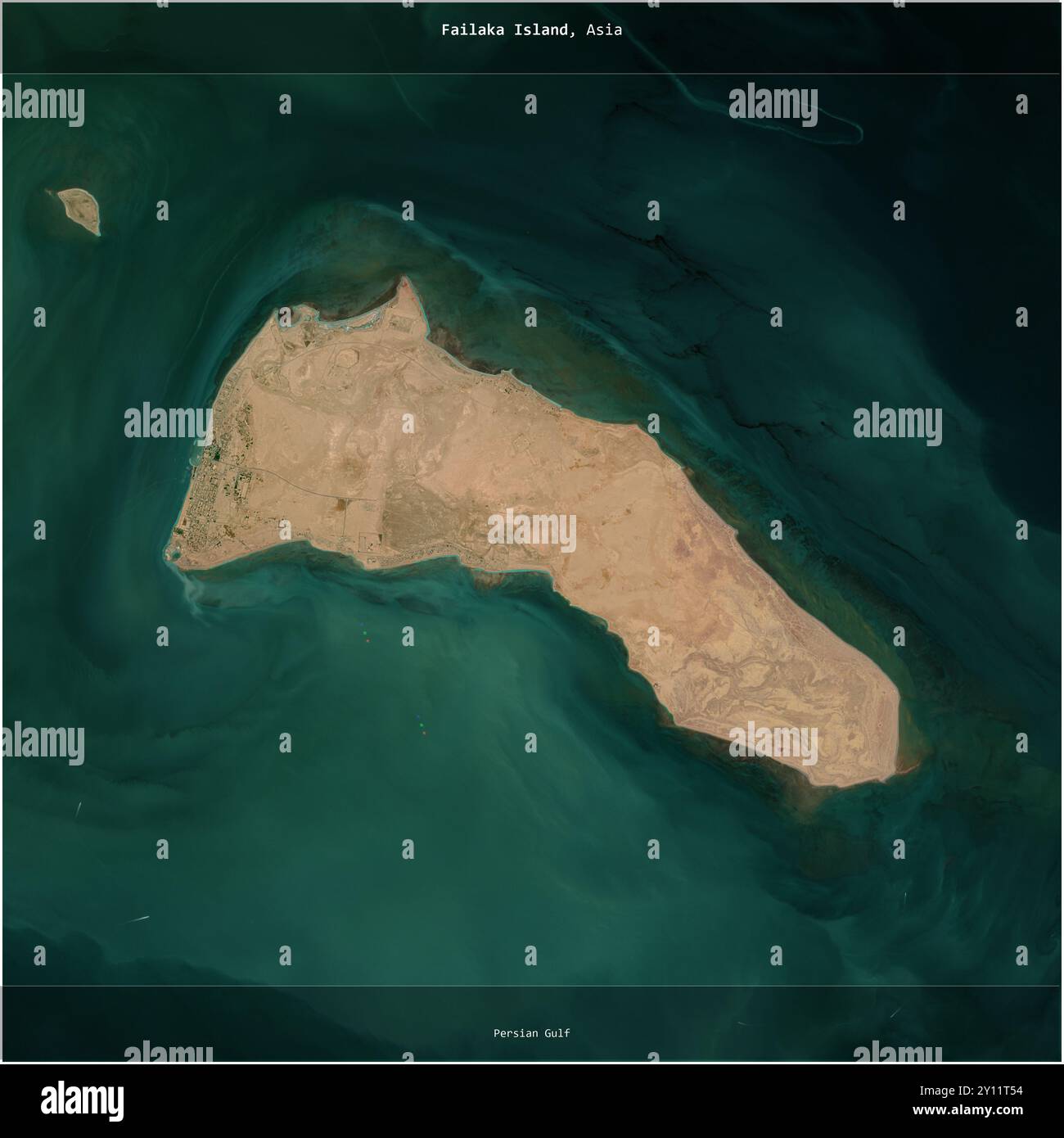 Failaka Island in the Persian Gulf, belonging to Kuwait, cropped to ...