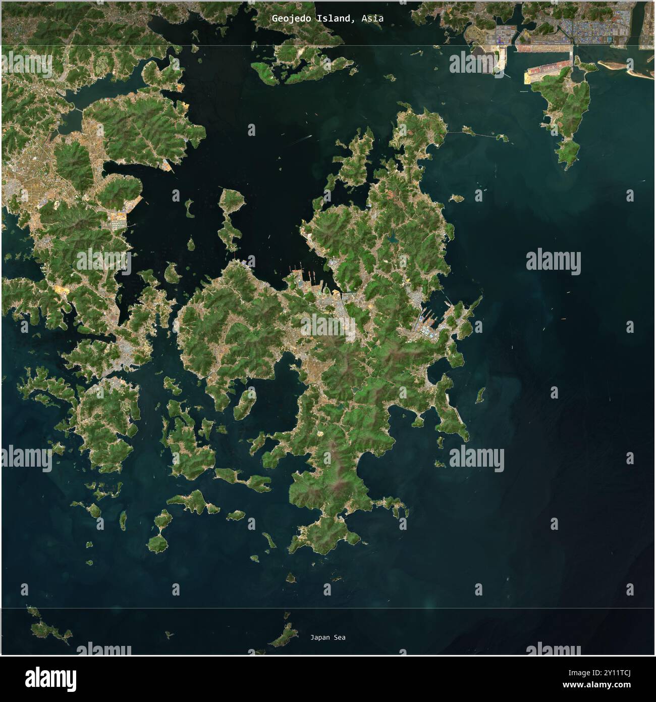 Geojedo Island in the Japan Sea, belonging to South Korea, cropped to ...