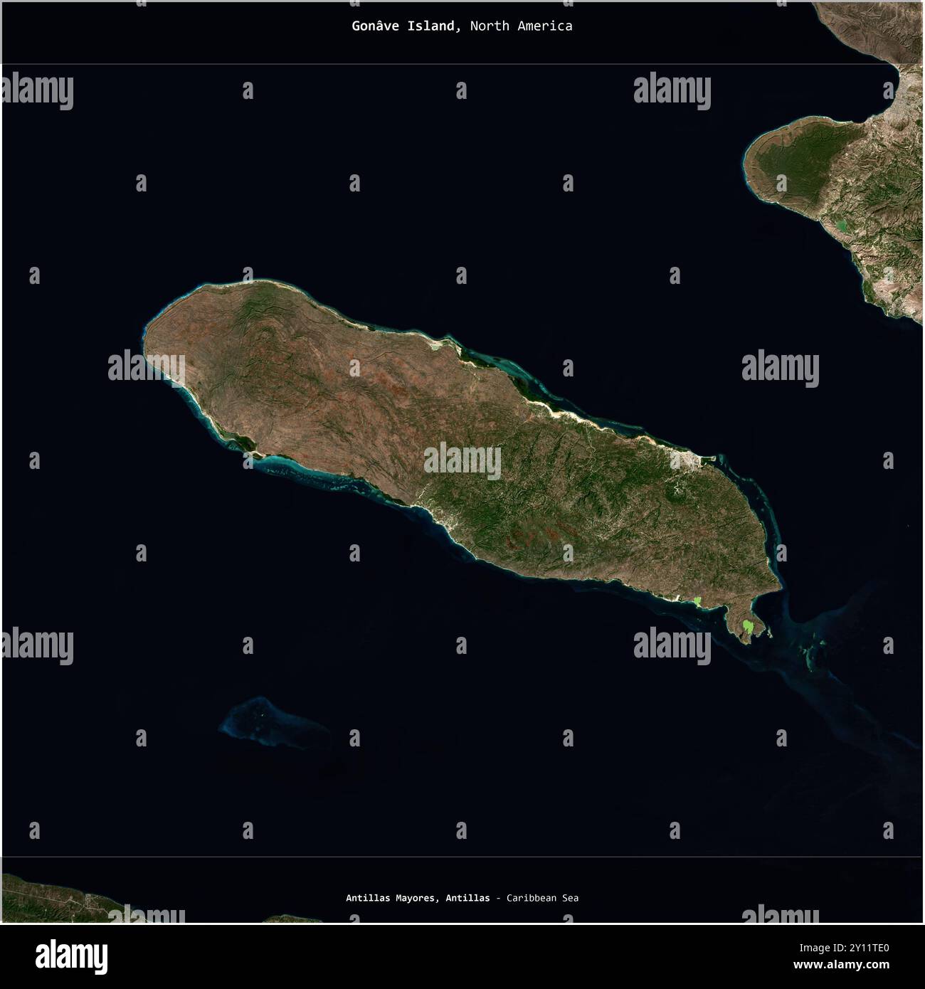 Gonave Island in the Caribbean Sea, belonging to Haiti, cropped to ...