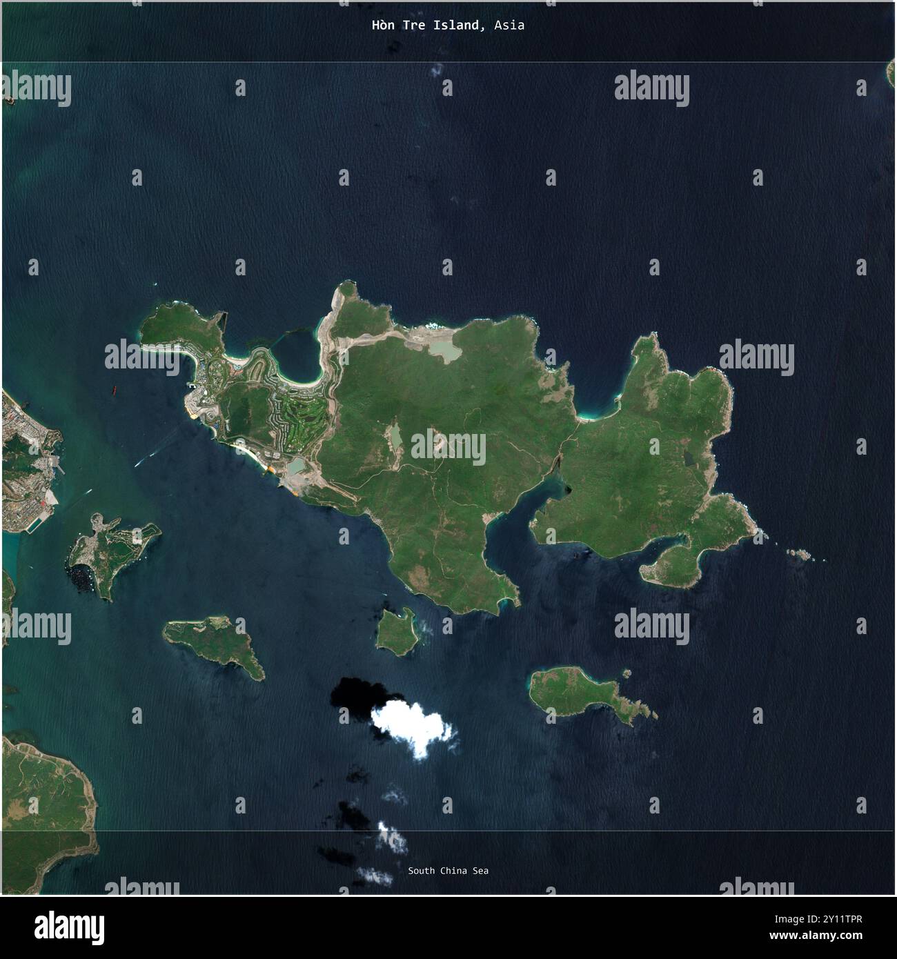 Hon Tre Island in the South China Sea, belonging to Vietnam, cropped to ...