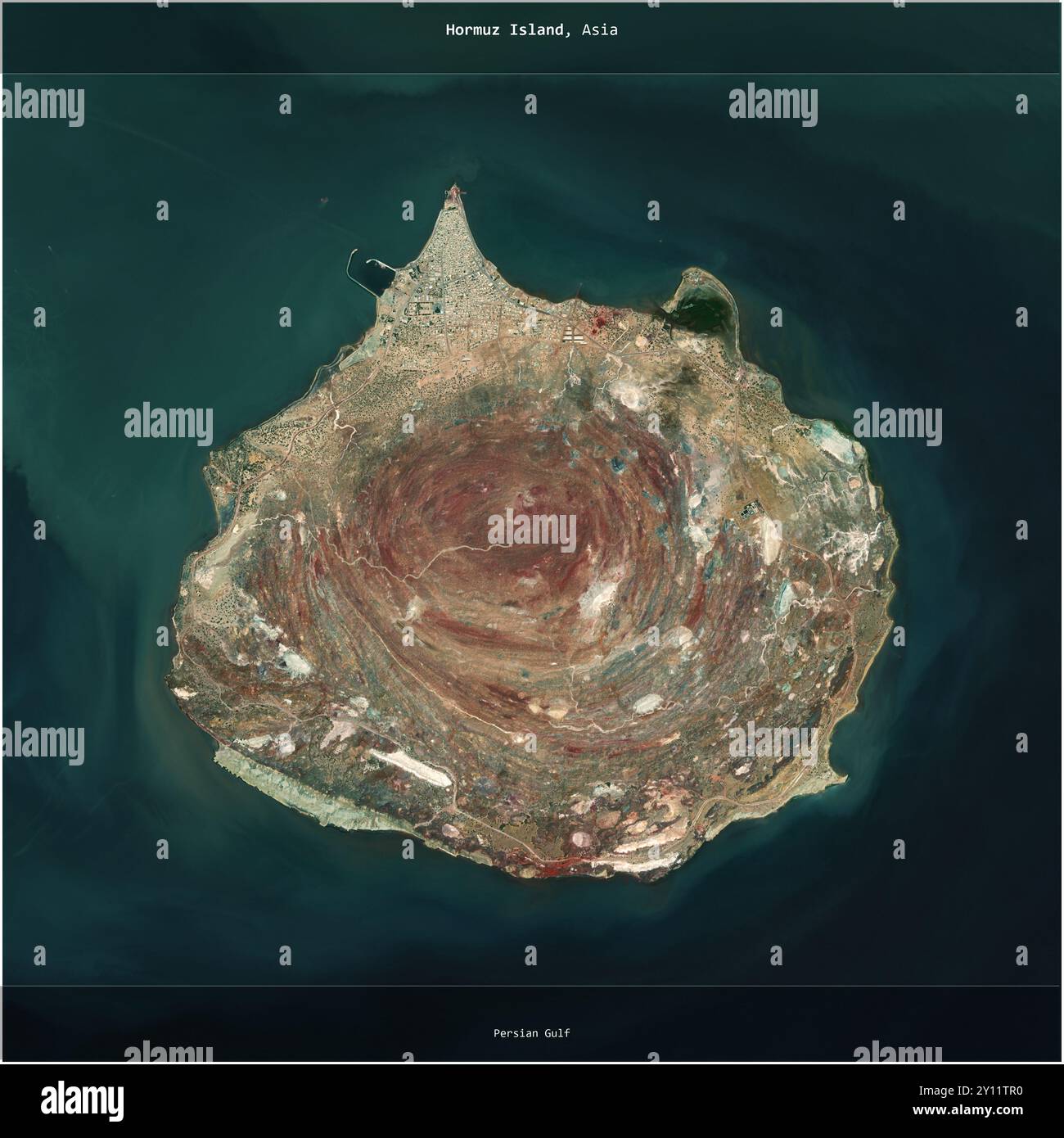 Hormuz Island in the Persian Gulf, belonging to Iran, cropped to square ...